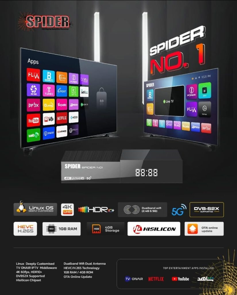 Spider Receiver NO.1+ ULTRA 4K UHD 5G - Spider Receiver UAE
